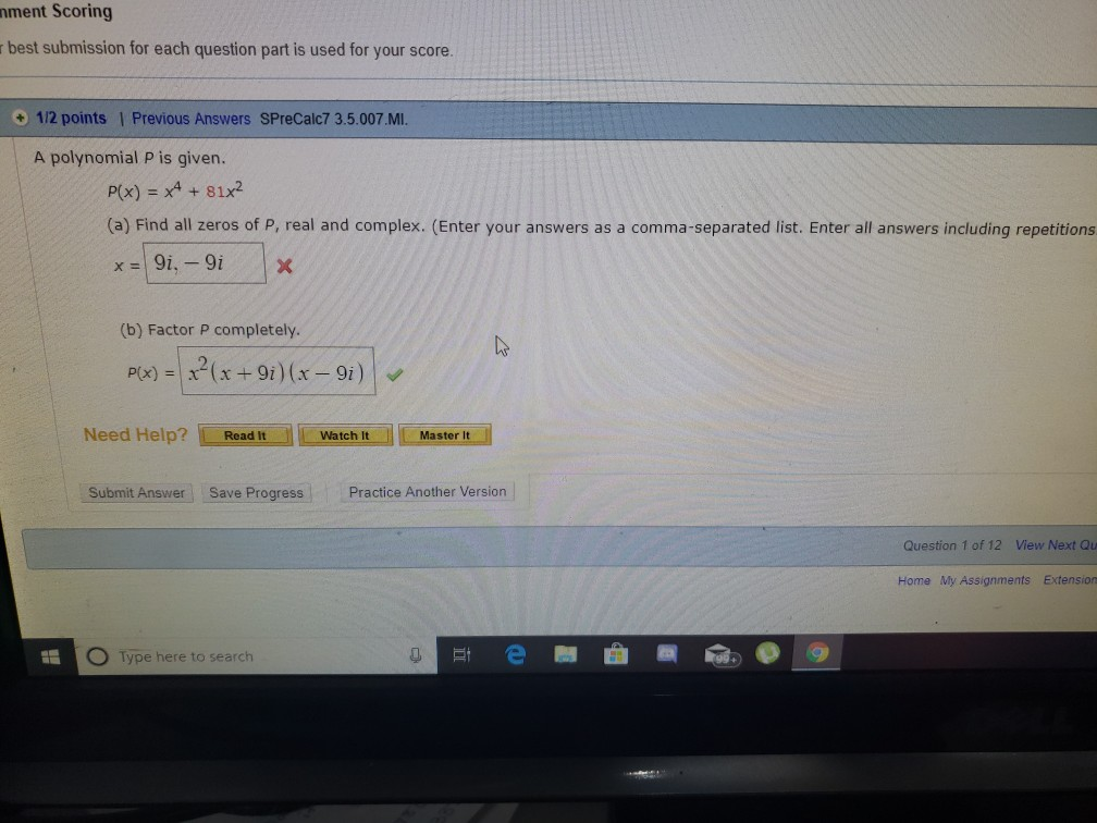Solved nment Scoring rbest submission for each question part | Chegg.com
