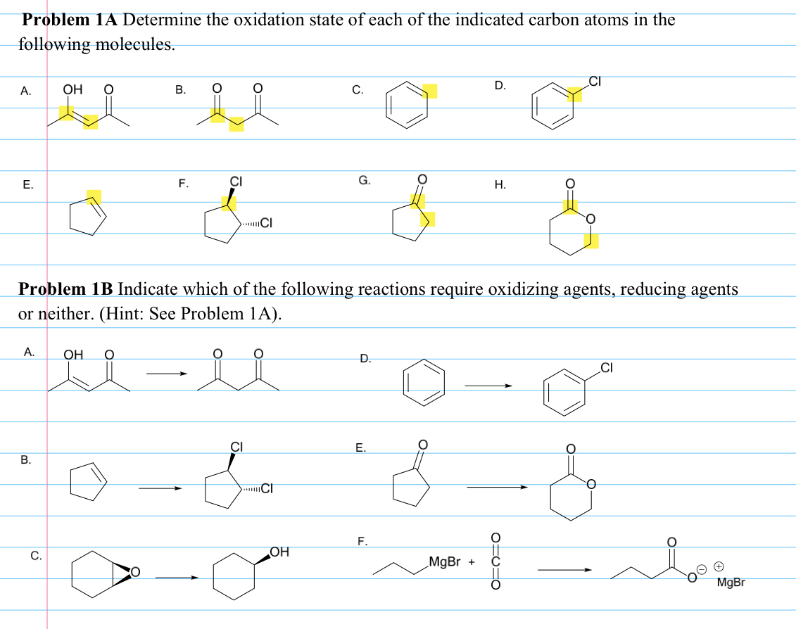 Solved Problem 1A Determine the oxidation state of each of | Chegg.com