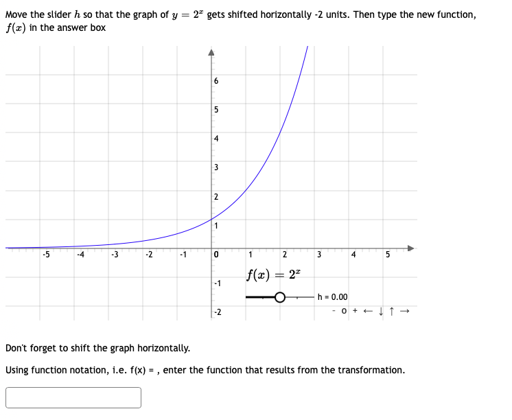 Solved Move the slider h so that the graph of y = 2* gets | Chegg.com
