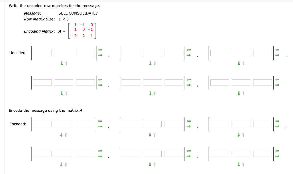Solved Write the uncoded row matrices for the message. | Chegg.com
