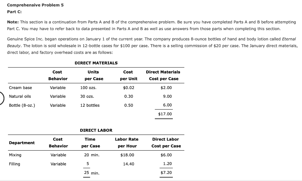 Solved Comprehensive Problem 5 Part C: Note: This section is | Chegg.com