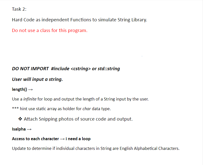 Solved Task 2: Hard Code as independent Functions to | Chegg.com