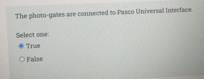 Solved The photo-gates are connected to Pasco Universal | Chegg.com