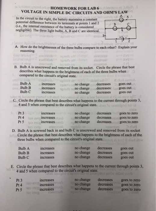 Solved HOMEWORK FOR LAB 6 VOLTAGE IN SIMPLE DC CIRCUITS AND | Chegg.com