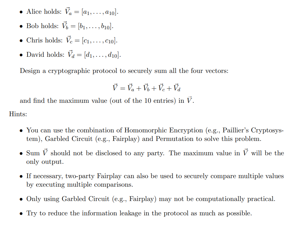 1. Secure Multiparty Computation Alice holds a | Chegg.com