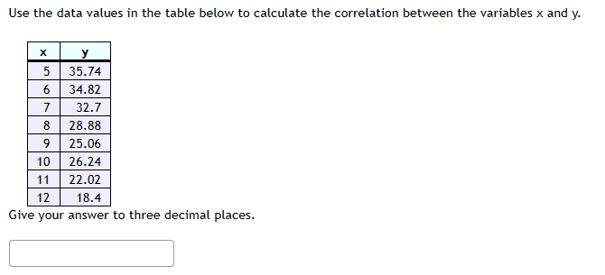 Solved Use the data values in the table below to calculate | Chegg.com