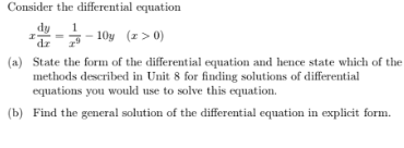 Solved Consider the differential | Chegg.com