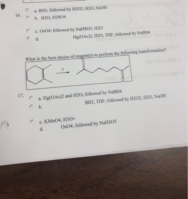 Solved . a. BH3; followed by H202, H20, NaOH b. H20, H2s04 | Chegg.com