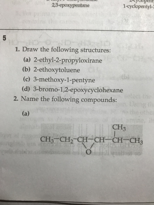 Solved 2cydopent 2,3-epoxypentane 1-cyclopentyl- 1. Draw the | Chegg.com