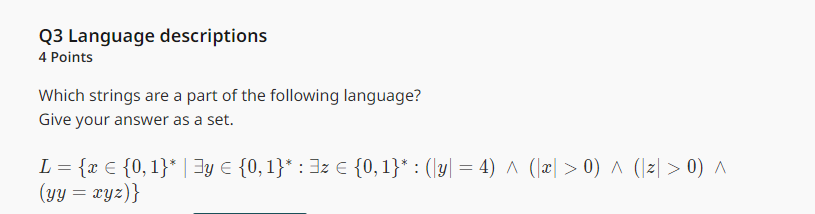 Solved Q3 Language descriptions 4 Points Which strings are a | Chegg.com