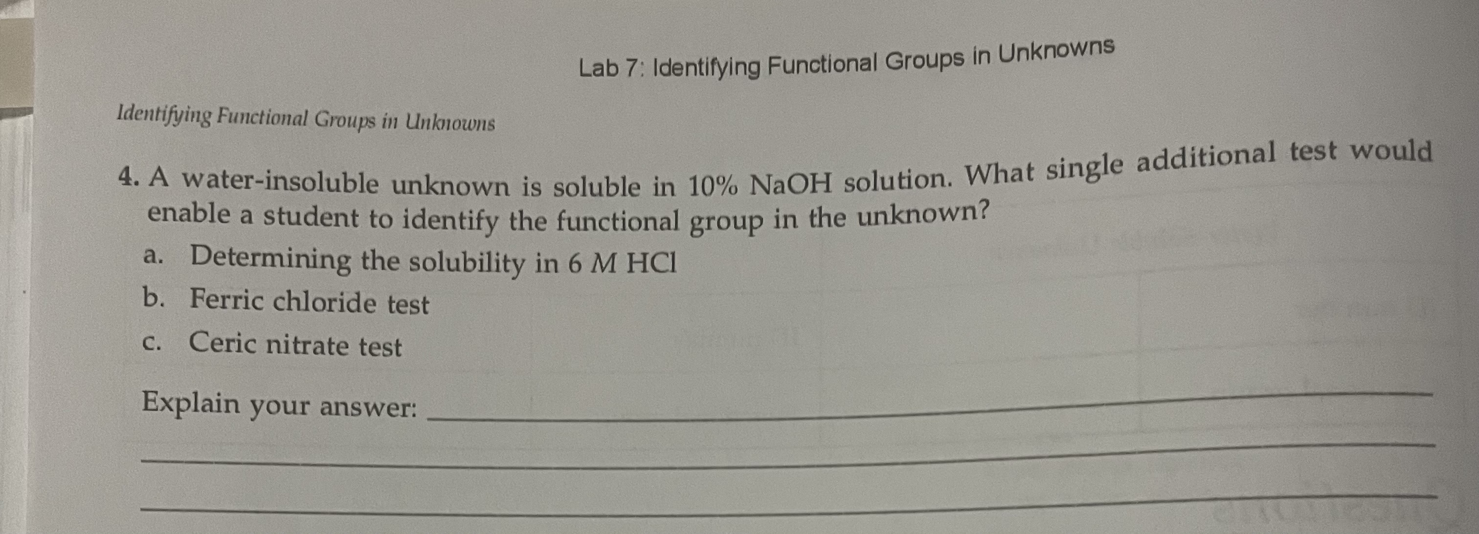 Solved Lab 7: Identifying Functional Groups in | Chegg.com