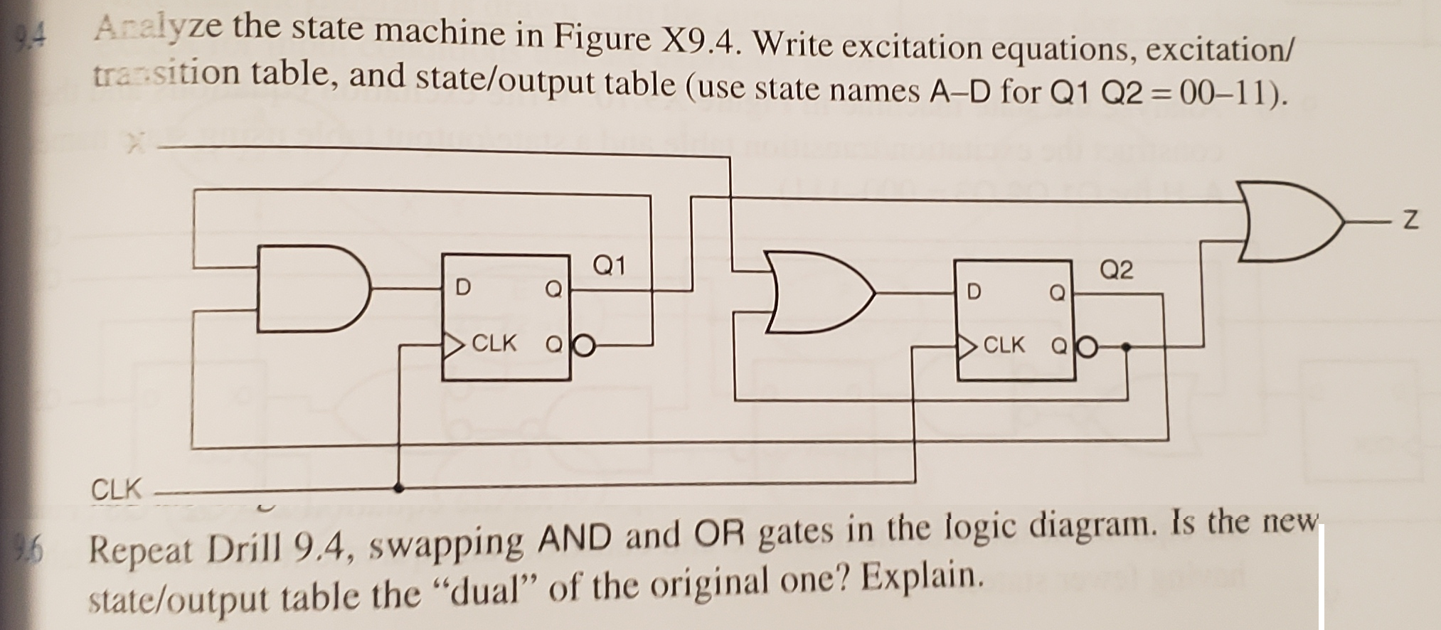 Solved 94 Analyze the state machine in Figure X9.4. Write | Chegg.com