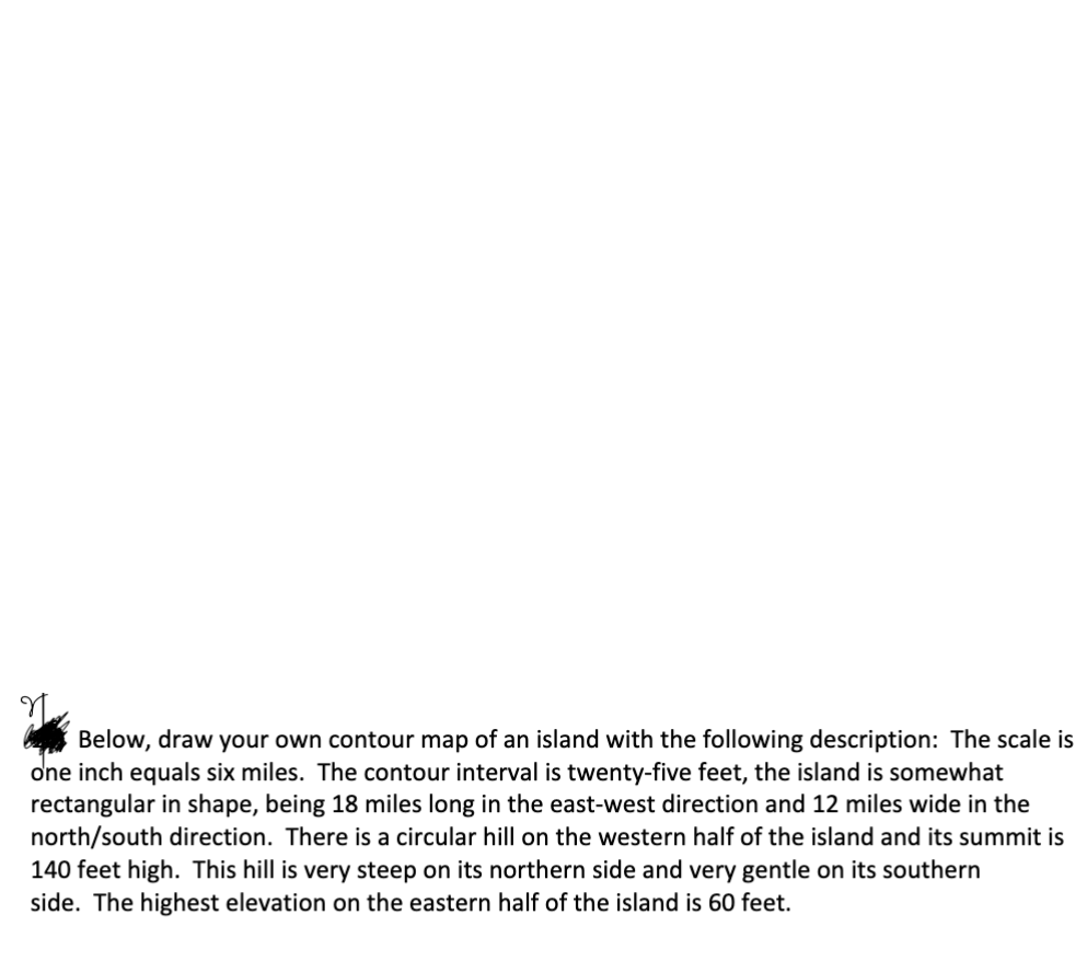 Solved Below, draw your own contour map of an island with | Chegg.com