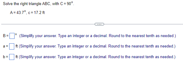 Solved Solve the right triangle ABC, with C=90∘. | Chegg.com