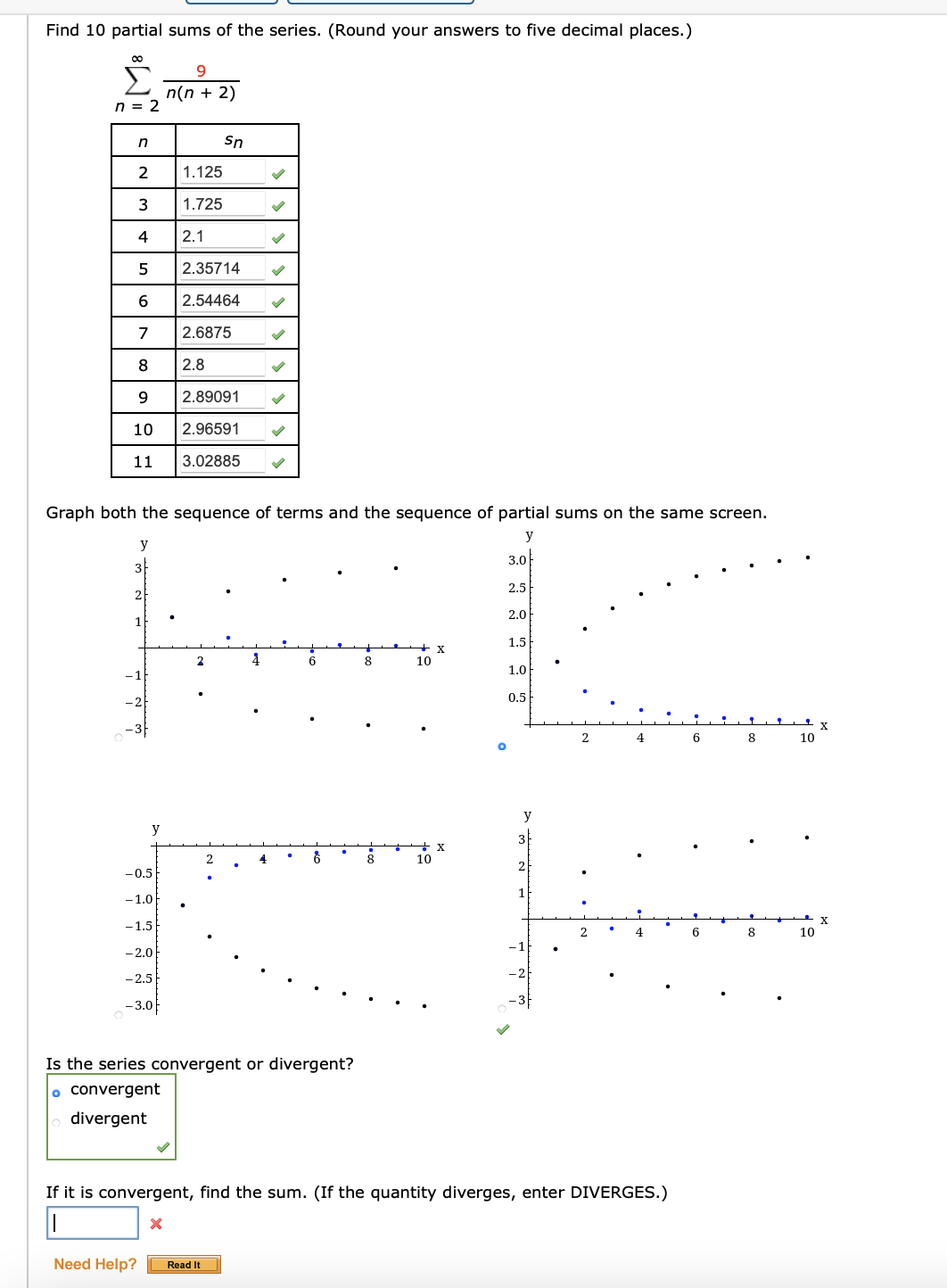 Solved Find 10 partial sums of the series. (Round your | Chegg.com