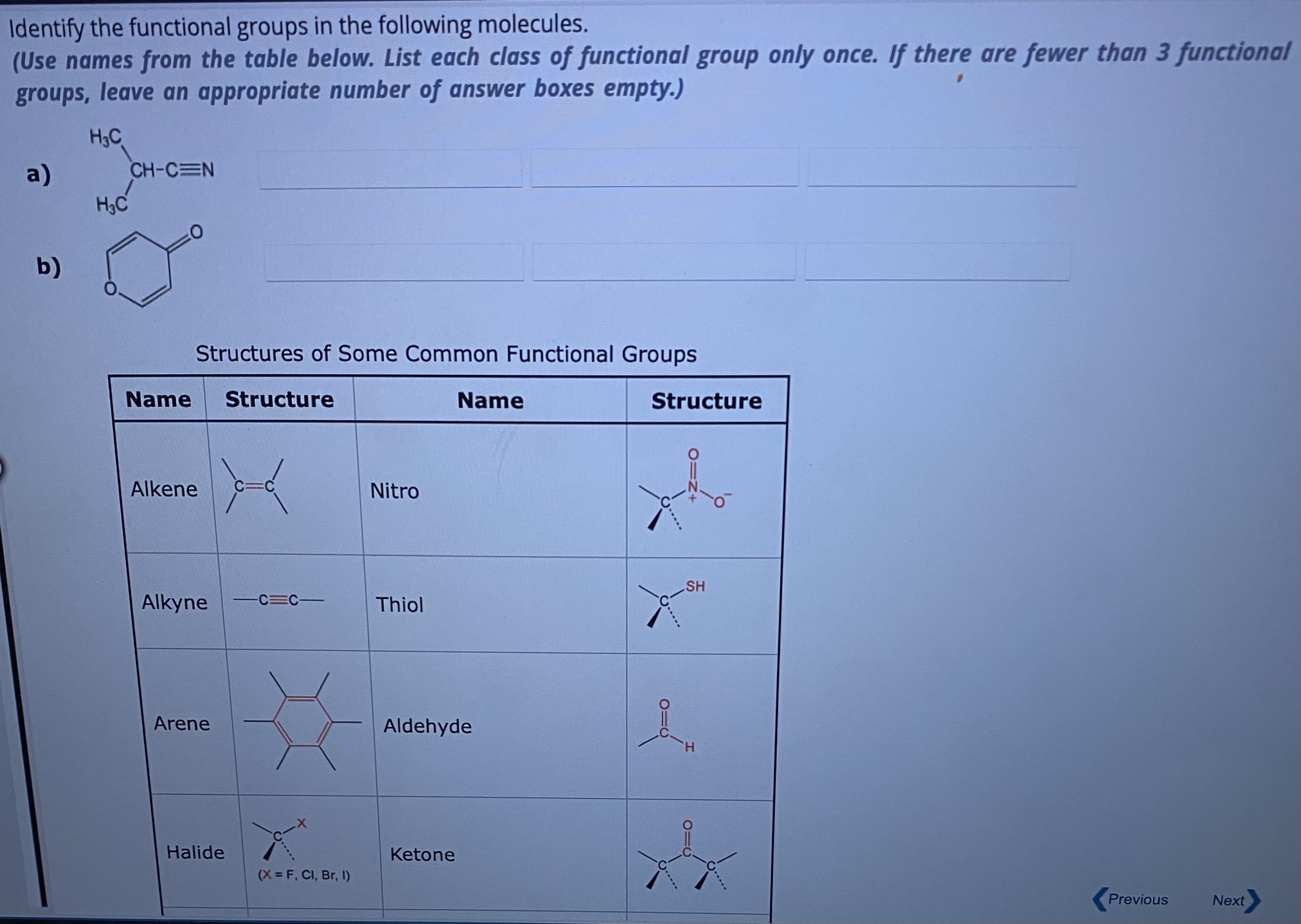 Solved Identify the functional groups in the following | Chegg.com
