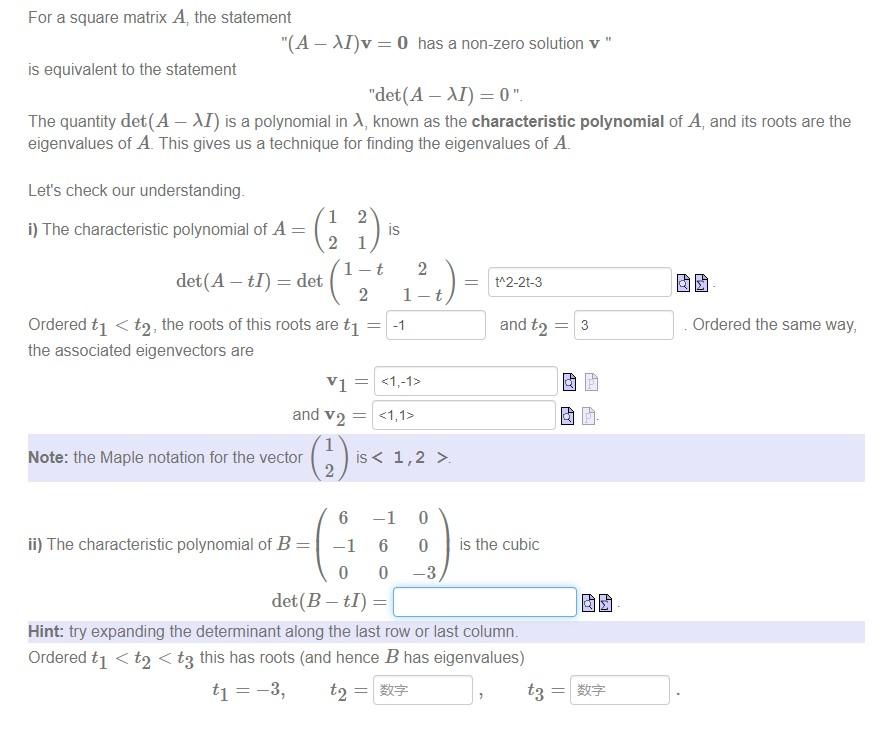 Solved For a square matrix A, the statement "(A - XI)v=0 has | Chegg.com