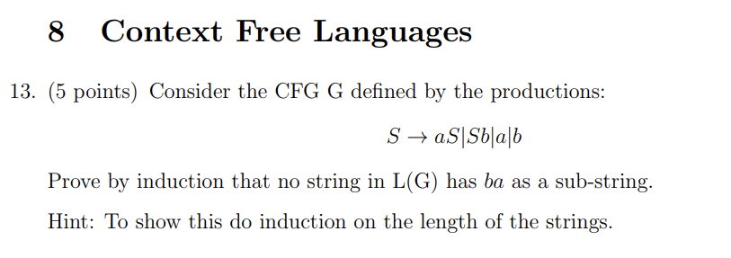 Solved 8 Context Free Languages 13. (5 points) Consider the | Chegg.com