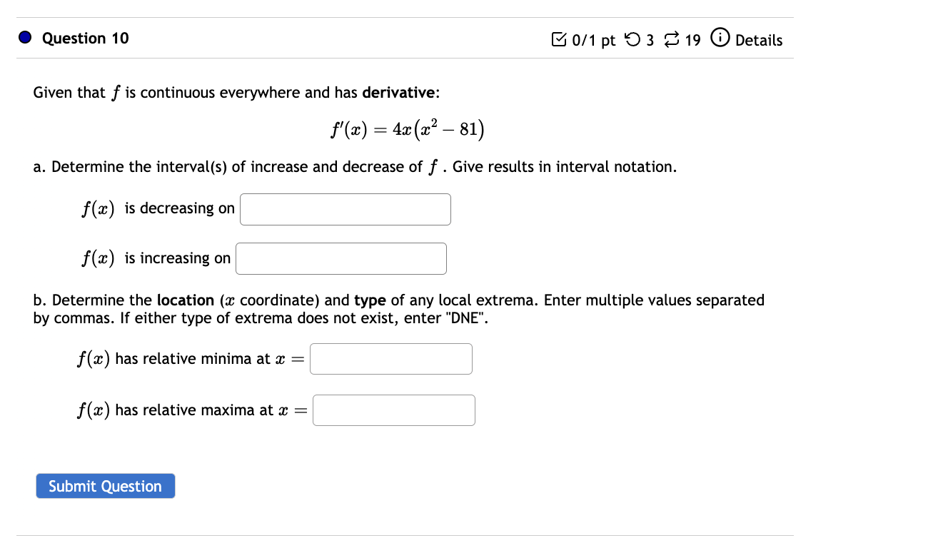 Solved Given that f is continuous everywhere and has | Chegg.com