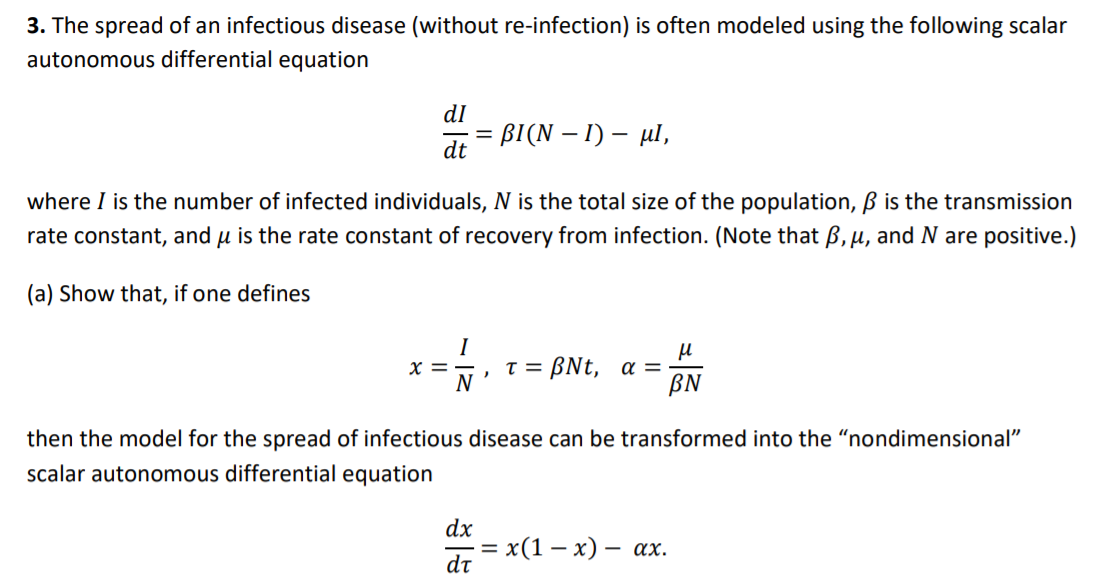 Solved 3. The spread of an infectious disease (without | Chegg.com