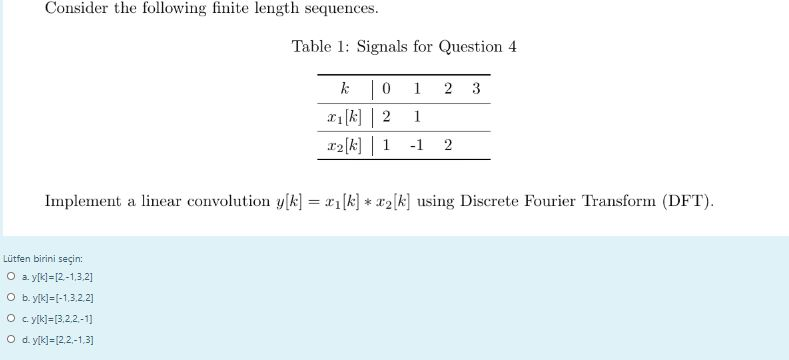 Solved Consider the following finite length sequences. Table | Chegg.com