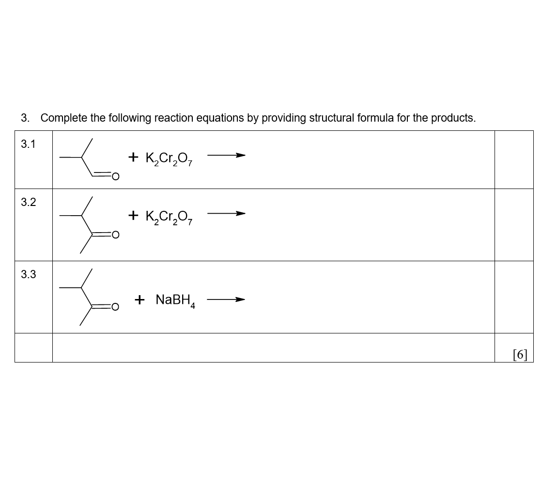 Solved 3. Complete the following reaction equations by | Chegg.com