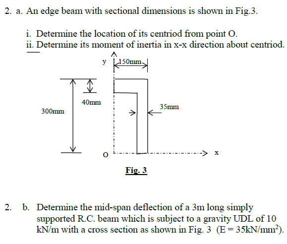 Solved 2. a. An edge beam with sectional dimensions is shown | Chegg.com
