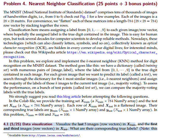 Problem 4. Nearest Neighbor Classification (25 points | Chegg.com