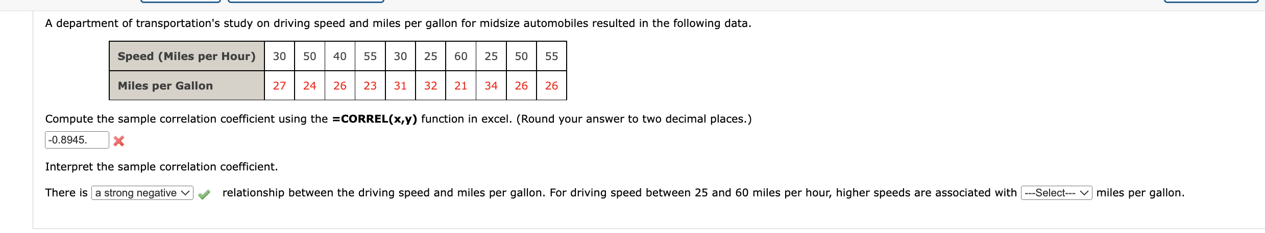Solved Compute the sample correlation coefficient using the | Chegg.com