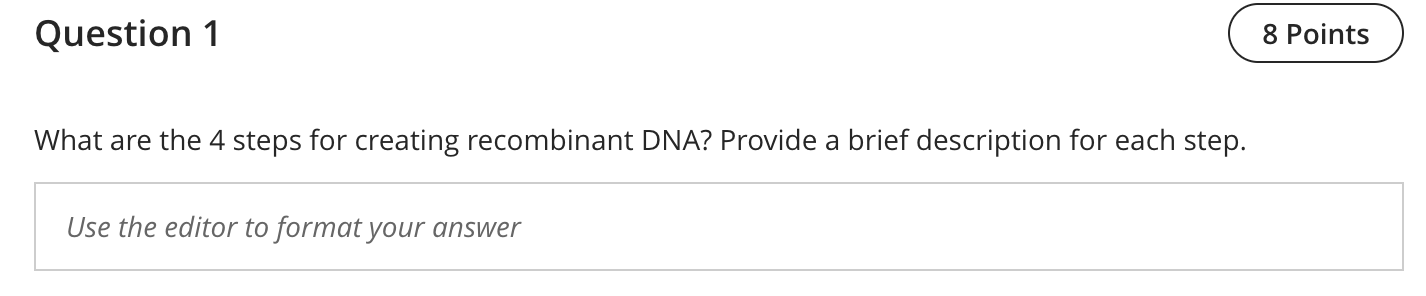 Solved by an EXPERT Question 1What are the 4 ﻿steps for creating | Chegg.com