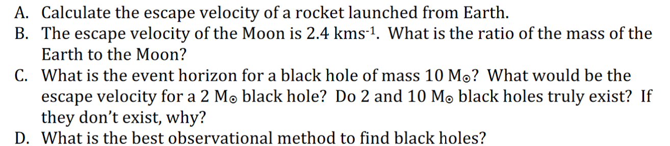 Solved Escape Velocity: Hi I've already finished this | Chegg.com