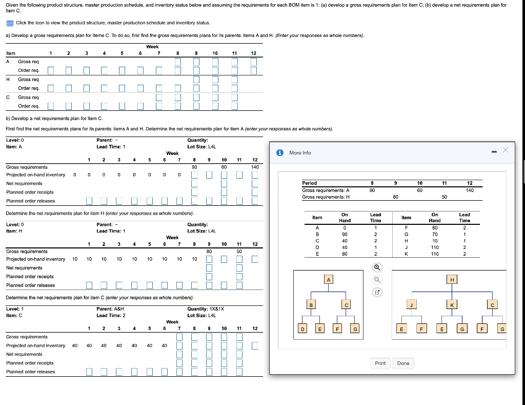 Given the following product structure, master | Chegg.com