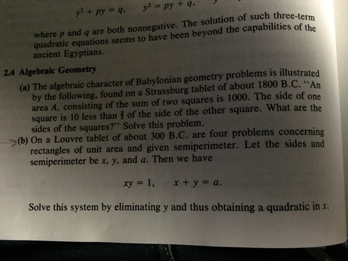 Solved The algebraic character of Babylonian geometry | Chegg.com
