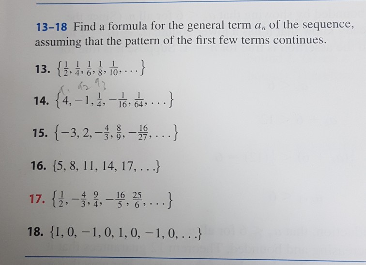 Solved 13-18 Find a formula for the general term an of the | Chegg.com