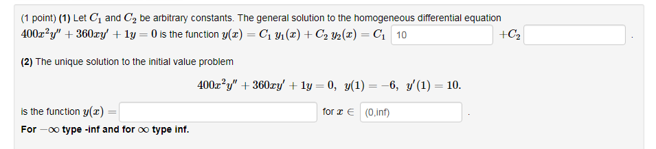 Solved Let C1 and C2 be arbitrary constants. The general | Chegg.com
