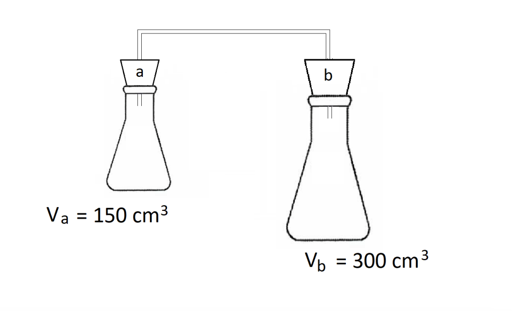 Solved Two glass flasks labeled a and b have volumes of 150 | Chegg.com