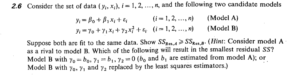 Solved 6 Consider the set of data (yi,xi),i=1,2,…,n, and the | Chegg.com