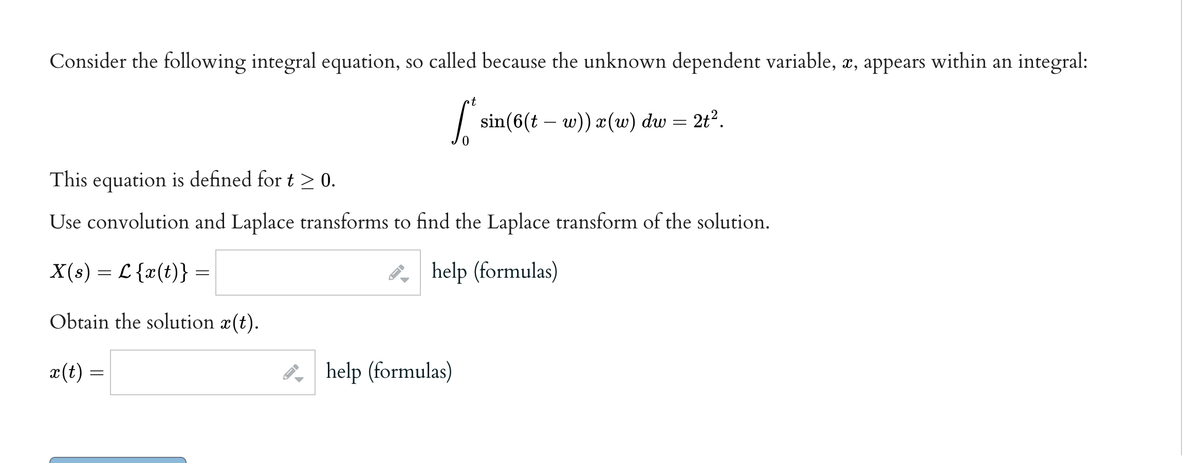 Solved Consider the following integral equation, so called | Chegg.com