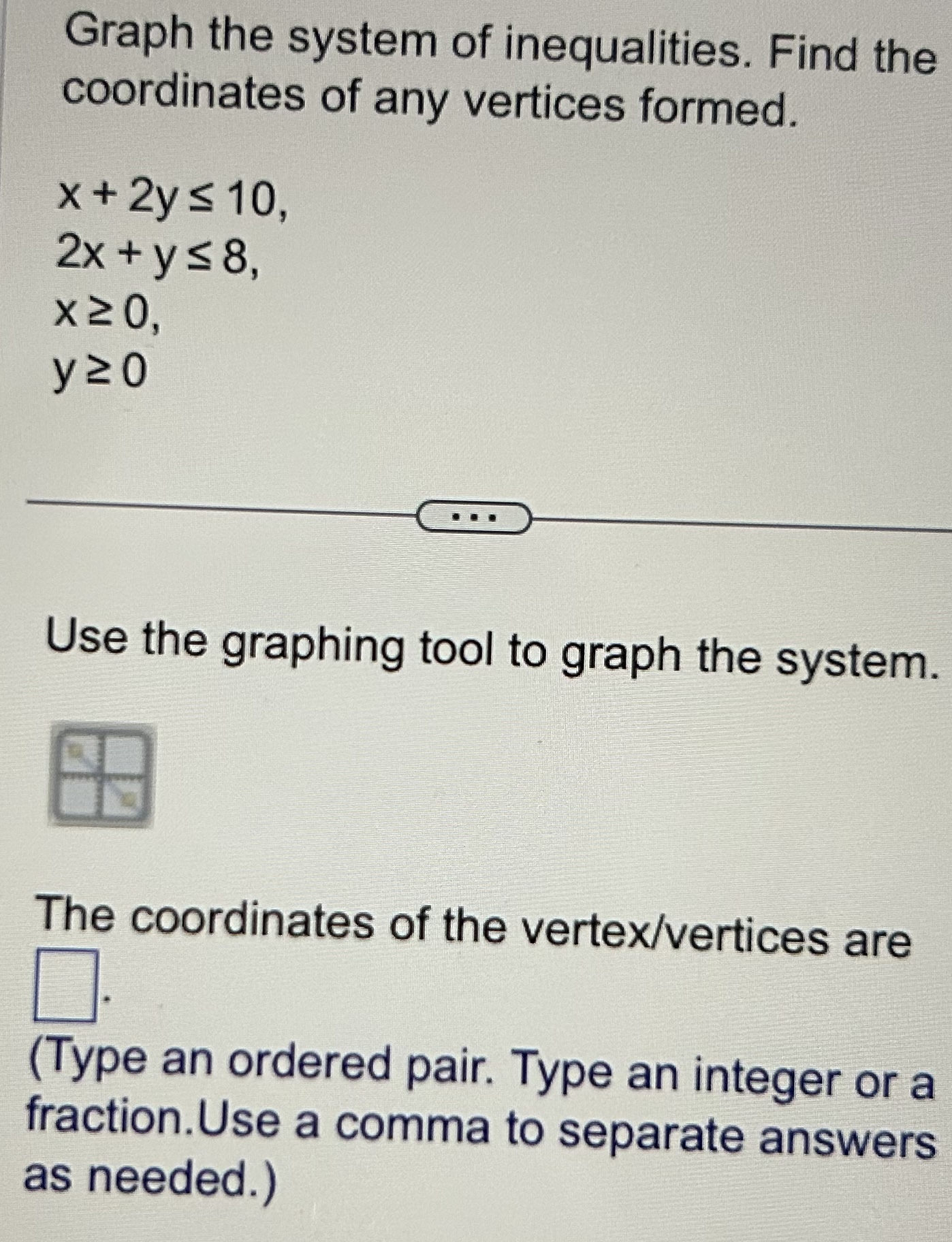 Solved Graph the system of inequalities. Find the | Chegg.com