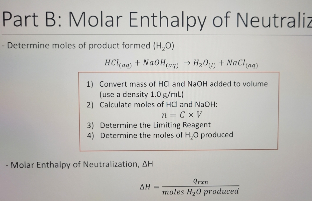 Solved art B: Enthalpy of Neutralization2. Report values to | Chegg.com