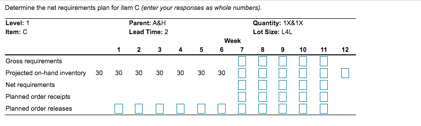 Solved Given the following product structure, master | Chegg.com