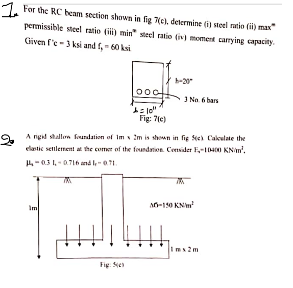 Solved For the RC beam section shown in fig 7 (c), determine | Chegg.com