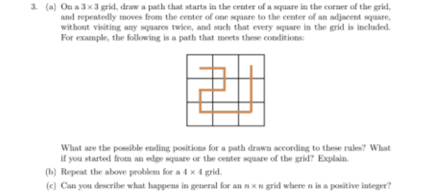 Solved (a) ﻿On a 3×3 ﻿grid, draw a path that starts in the | Chegg.com