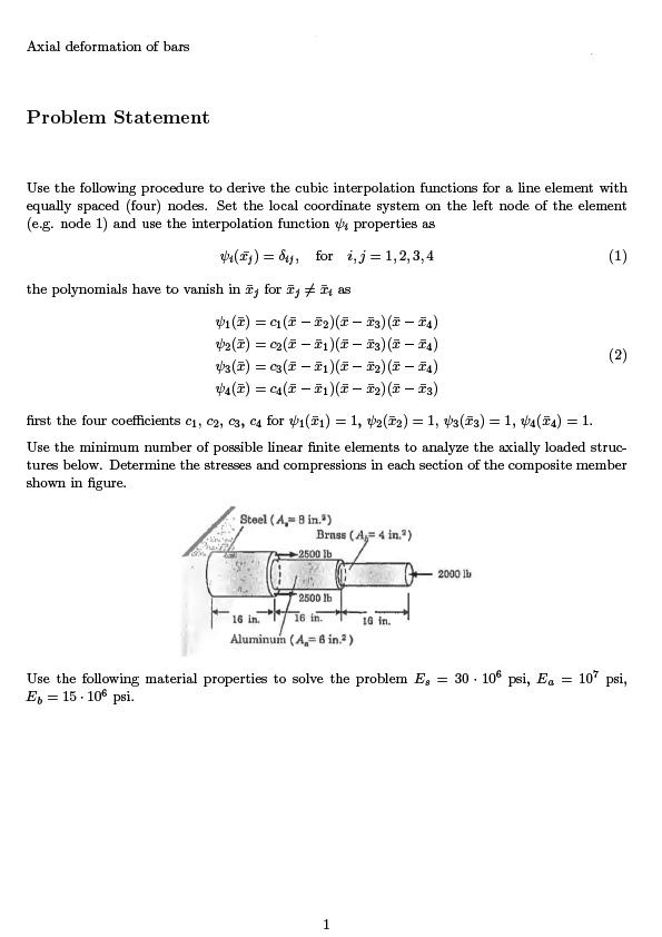 Solved Axial deformation of bars Problem Statement a = C1 | Chegg.com