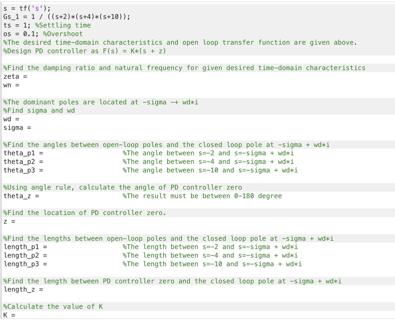 Solved Given Transfer Function Can You Complete The Code In 