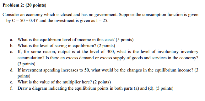 Solved Problem 2 20 Points Consider An Economy Which Is 