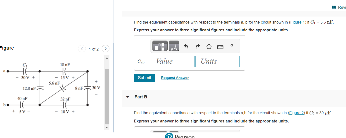 Solved Find the equivalent capacitance with respect to the | Chegg.com