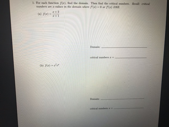 Solved 1. For each function (), find the domain. Then find | Chegg.com