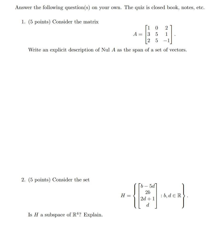 Solved Answer the following question(s) on your own. The | Chegg.com