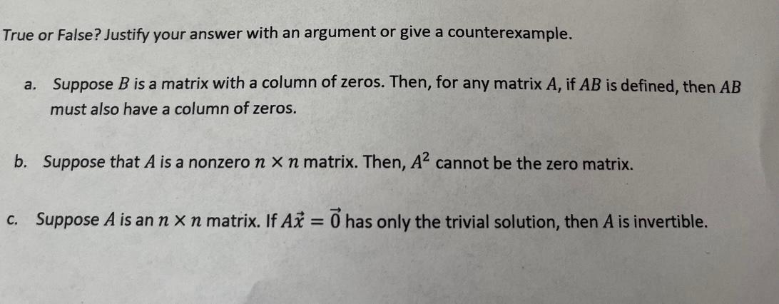Solved True or False? Justify your answer with an argument | Chegg.com